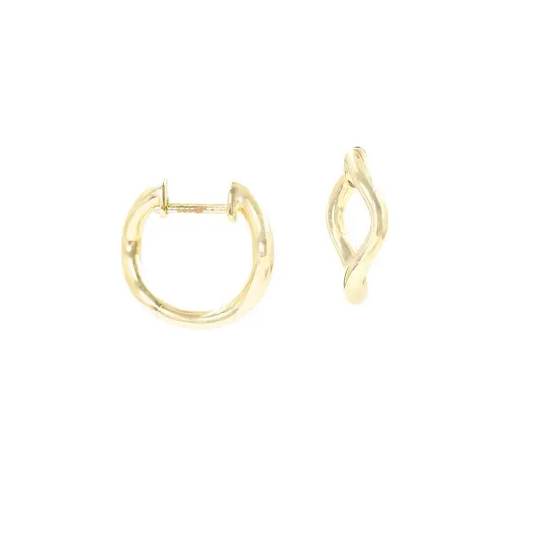 BONDEYE JEWELRY Small Hinged Wave Hoop Earrings - Yellow Gold