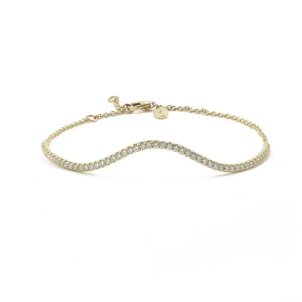 BONDEYE JEWELRY 14k Gold Diamond Wave Bracelet - Yellow Gold