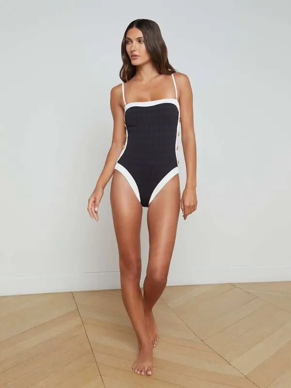 L'Agence Tory Bandeau One-piece Swimsuit - Black/white