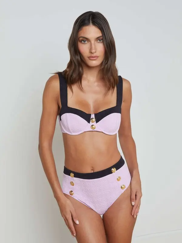 L'Agence Alexandria Balconette Bikini Top - Light Violet/black