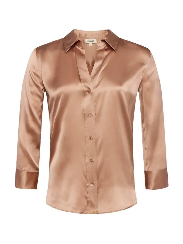 L'Agence Dani Silk Blouse - Pecan