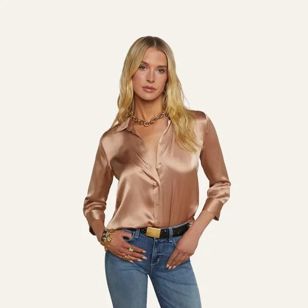 L'Agence Dani Silk Blouse - Pecan