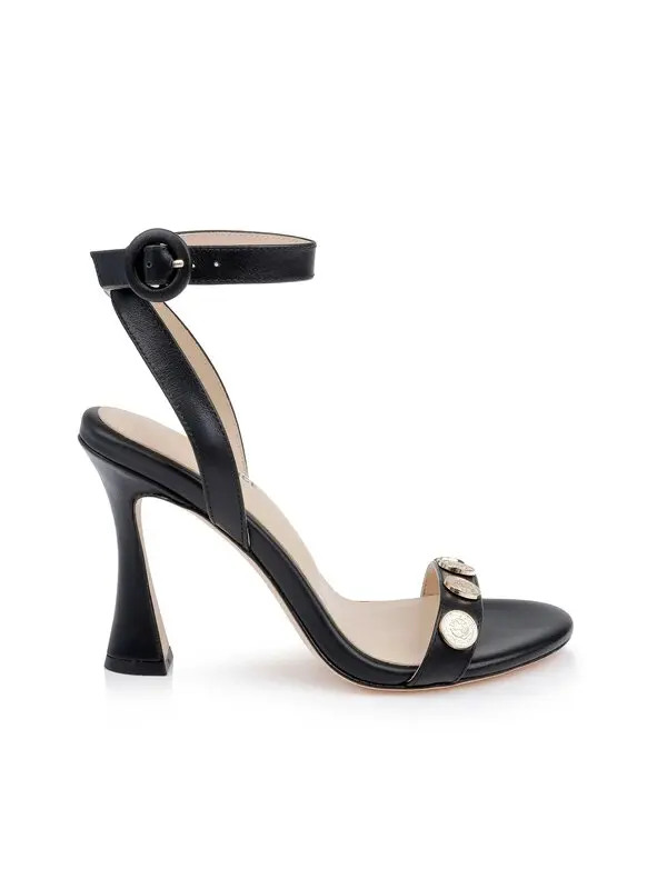 L'Agence Leather Harriet Sandal - Black Leather
