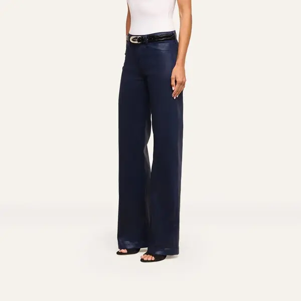 L'Agence Clayton Coated Wide-leg Jean - Deep Midnight Coated