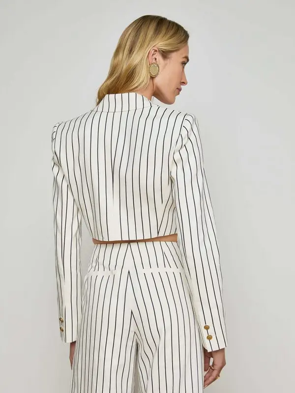 L'Agence Izzie Striped Cropped Blazer