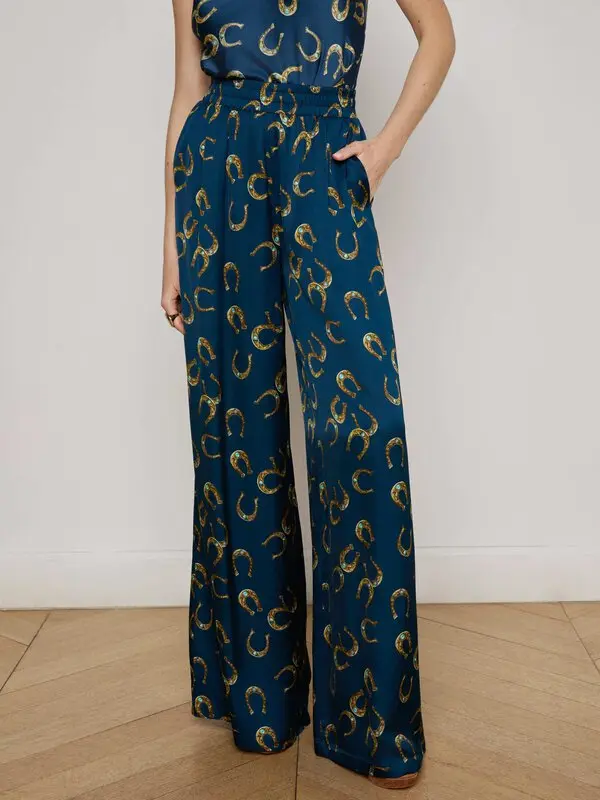 L'Agence Lillian Satin Wide-leg Pants