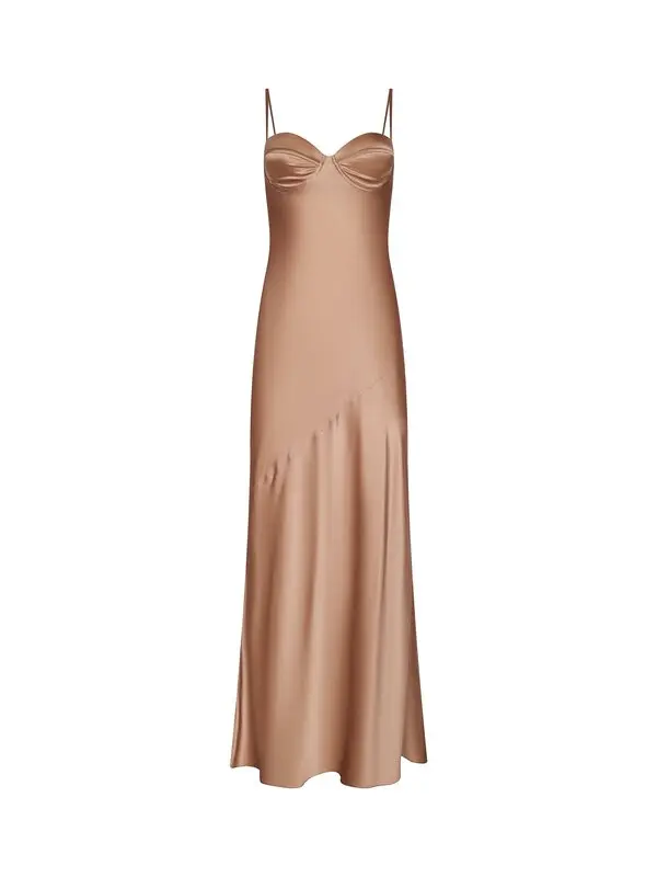 L'Agence Sayla Silk Gown - Pecan