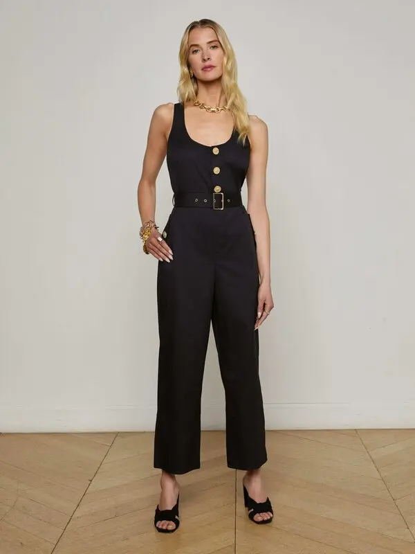 L'Agence Branca Poplin Jumpsuit - Black