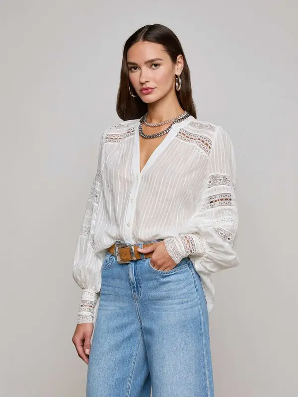 L'Agence Kiera Blouse Top - Ivory