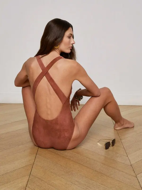 L'Agence Lisa Plunge One-piece Swimsuit - Bronze