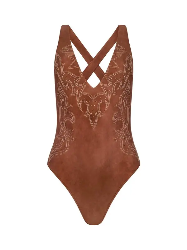 L'Agence Lisa Plunge One-piece Swimsuit - Bronze