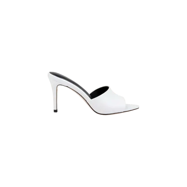 L'Agence Lolita Leather Open-toe Mule - Ivory Lizard Leather