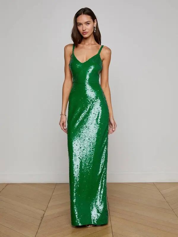 karma sequin maxi dress L'AGENCE Women's Karma Sequin Maxi Dress - Light Rose Sequin