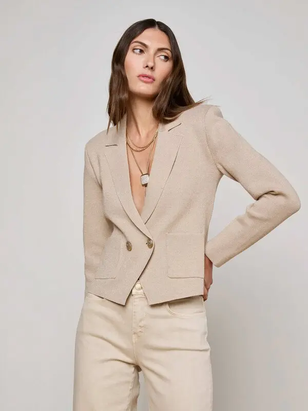 L'Agence Sofia Knit Double-breasted Blazer