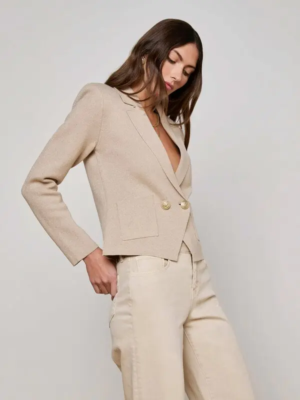 L'Agence Sofia Knit Double-breasted Blazer