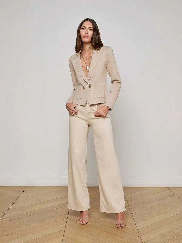 L'Agence Sofia Knit Double-breasted Blazer