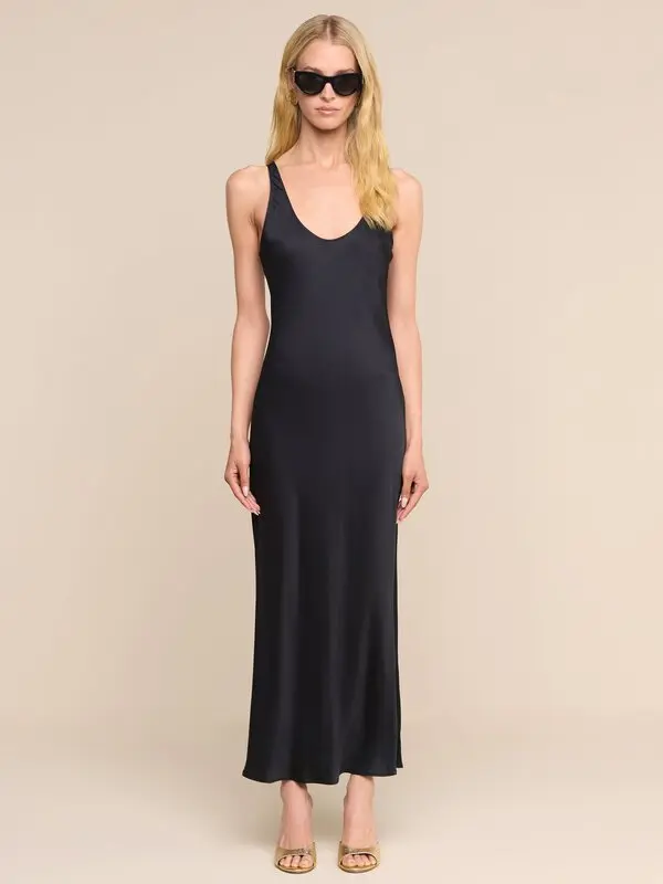 L'Agence Akiya Satin Maxi Dress - Black