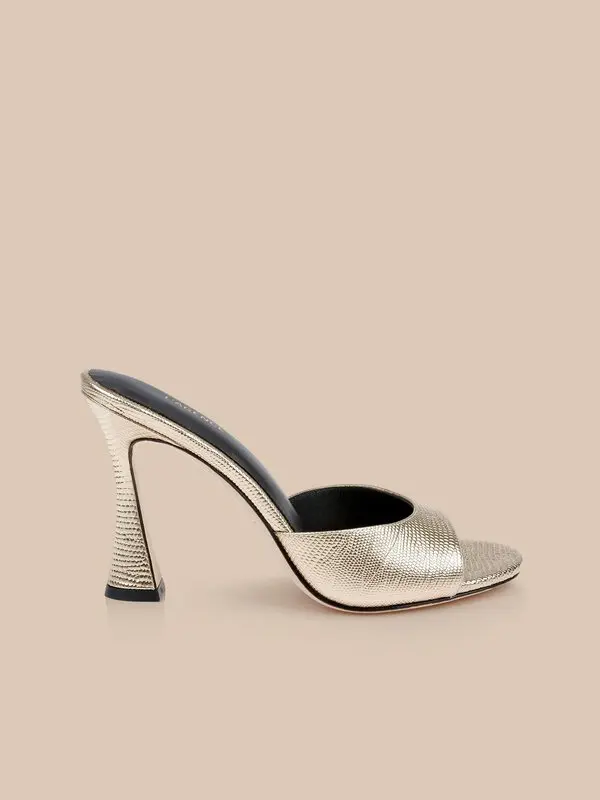 L'Agence Avery Leather Open-toe Mule - Gold Lizard Leather