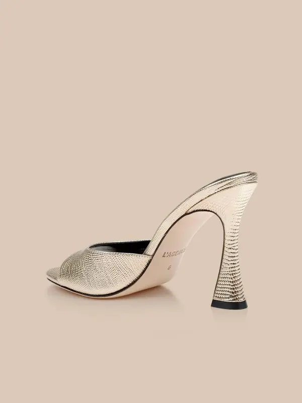 L'Agence Avery Leather Open-toe Mule - Gold Lizard Leather