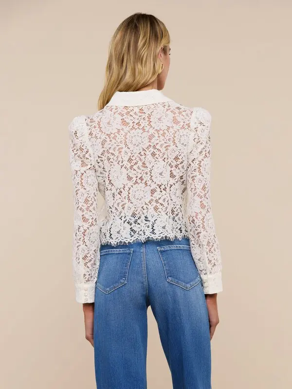 L'Agence Anita Lace Blouse Top - Ivory