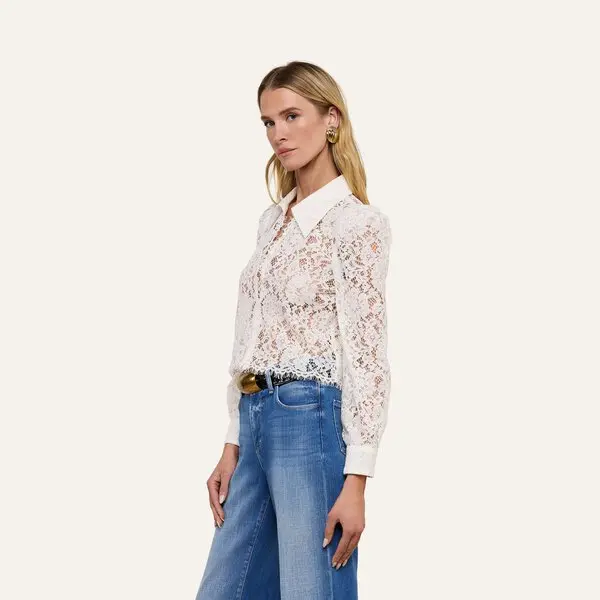 L'Agence Anita Lace Blouse Top - Ivory