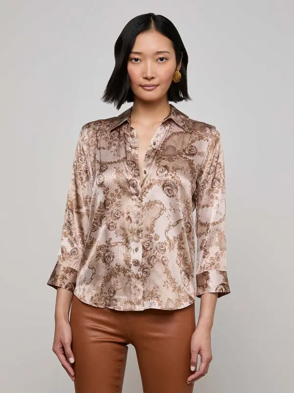 L'Agence Dani Silk Blouse Top