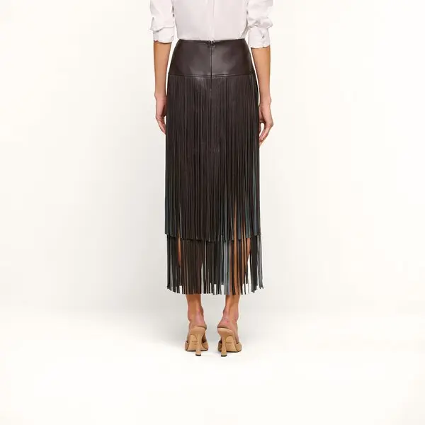 L'Agence Karolina Fringe Skirt - Coffee Bean