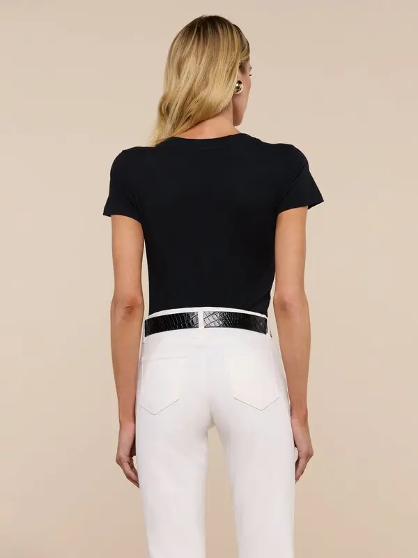 L'Agence Becca Cotton V-neck T-shirt - Black