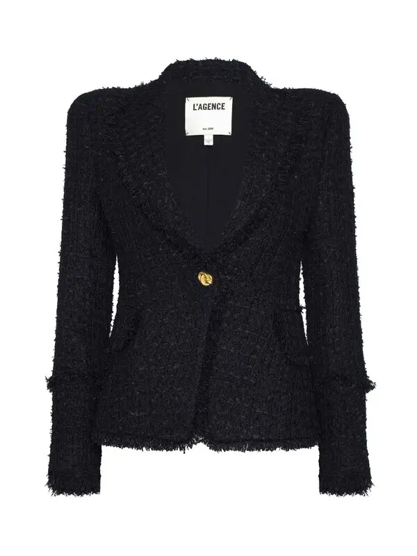L'Agence Kaisley Frayed Trim Blazer