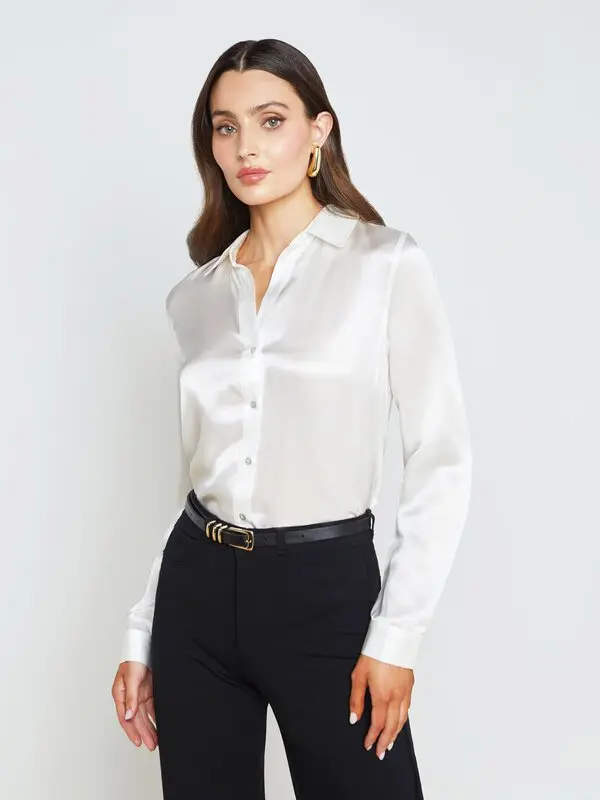 L'Agence Tyler Silk Blouse Top - Ivory