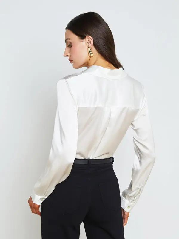 L'Agence Tyler Silk Blouse Top - Ivory