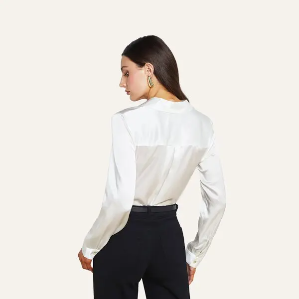 L'AGENCE Tyler Silk Blouse Top - Ivory