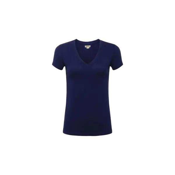 L'Agence Becca Cotton V-neck T-shirt - Navy