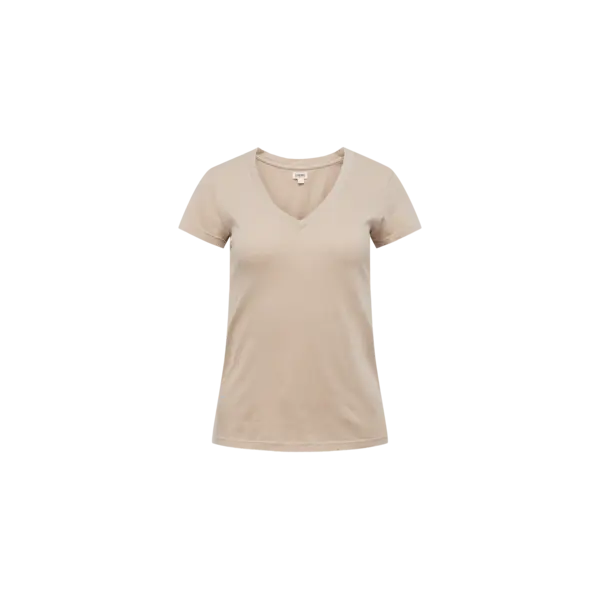 L'AGENCE Becca Cotton V-neck T-shirt - Biscuit