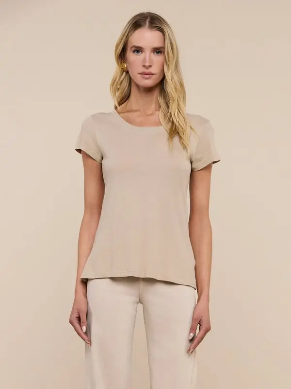 L'Agence Cory Cotton Scoopneck T-shirt - Biscuit