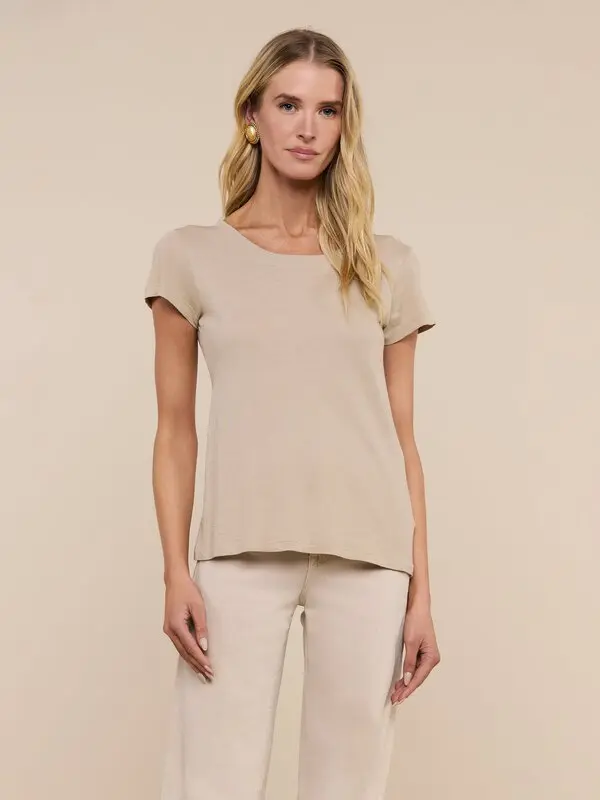 L'Agence Cory Cotton Scoopneck T-shirt - Biscuit