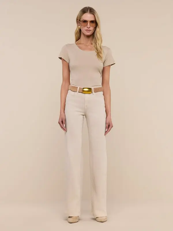 L'Agence Cory Cotton Scoopneck T-shirt - Biscuit