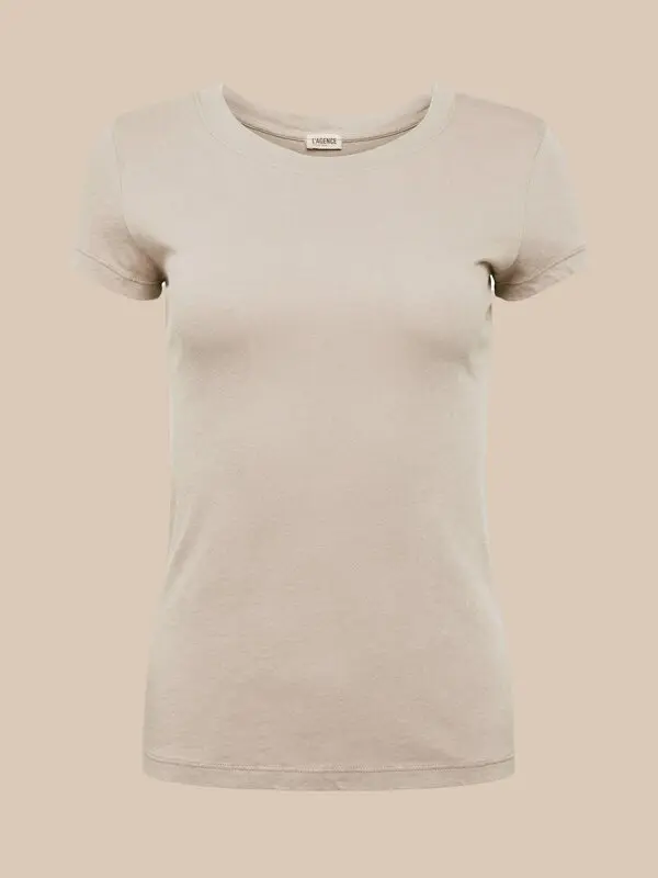L'Agence Cory Cotton Scoopneck T-shirt - Biscuit