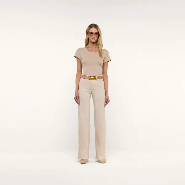 L'Agence Cory Cotton Scoopneck T-shirt - Biscuit