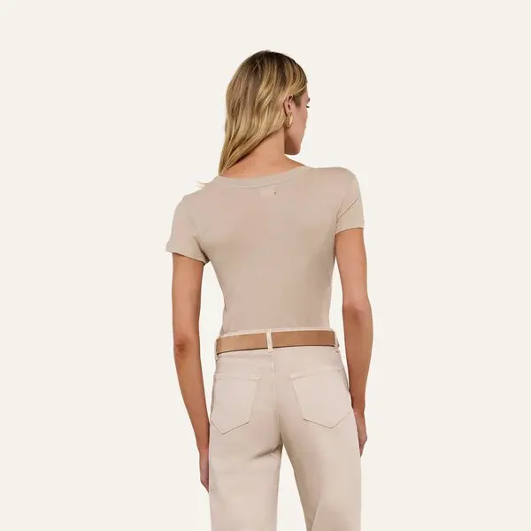 L'Agence Cory Cotton Scoopneck T-shirt - Biscuit