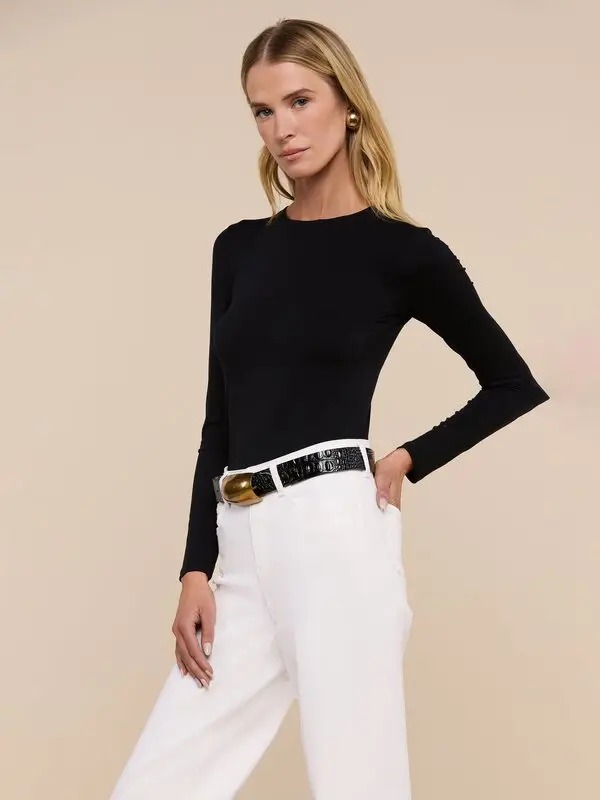 L'Agence Tess Long Sleeve T-shirt - Black