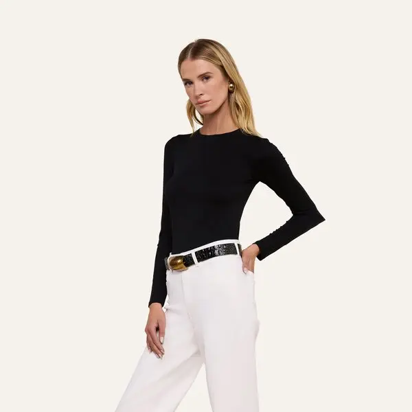 L'Agence Tess Long Sleeve T-shirt - Black