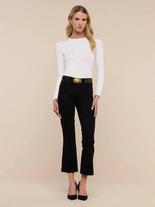 L'Agence Kendra Cropped Flare Jean - Black
