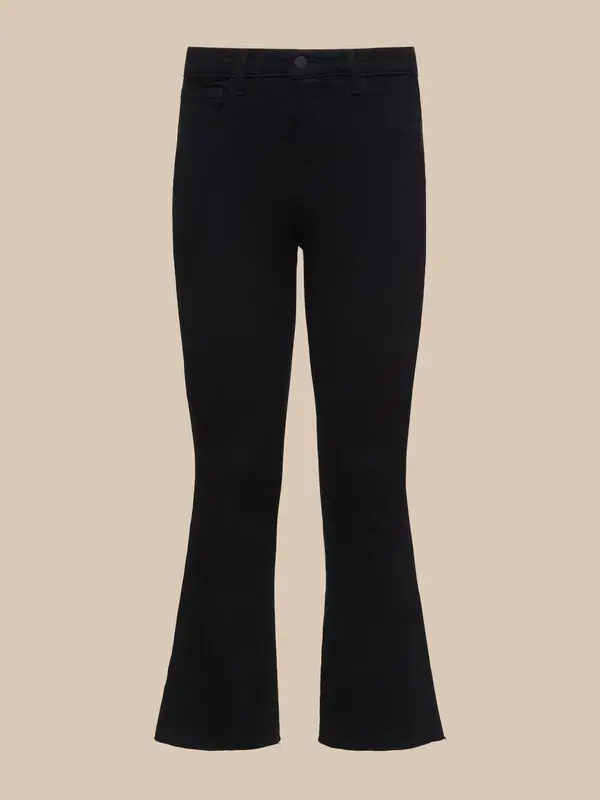 L'Agence Kendra Cropped Flare Jean - Black