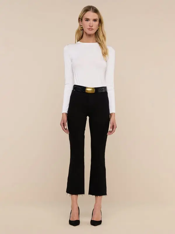 L'Agence Kendra Cropped Flare Jean - Black