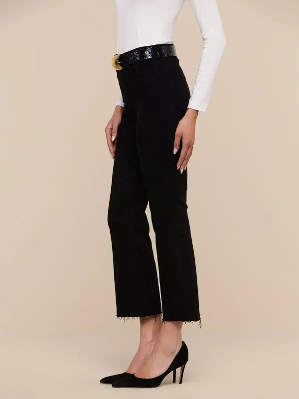 L'Agence Kendra Cropped Flare Jean - Black