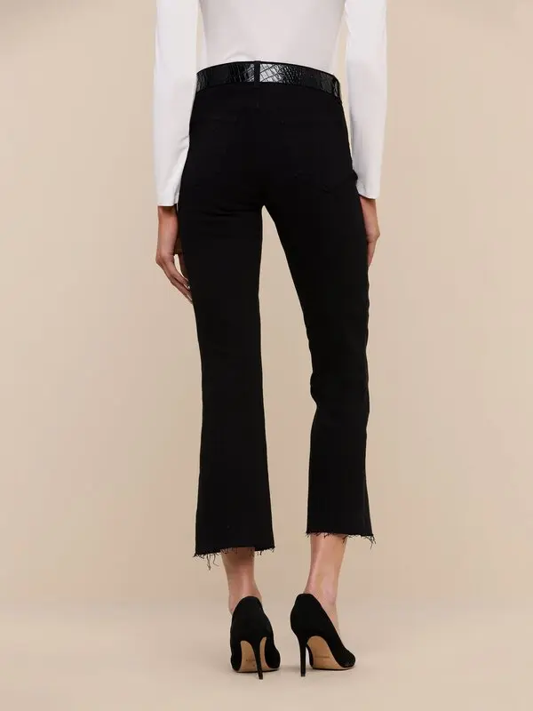 L'Agence Kendra Cropped Flare Jean - Black