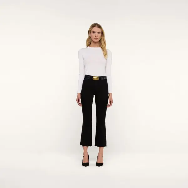 L'Agence Kendra Cropped Flare Jean - Black