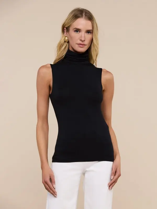 L'Agence Ceci Sleeveless Turtleneck - Black