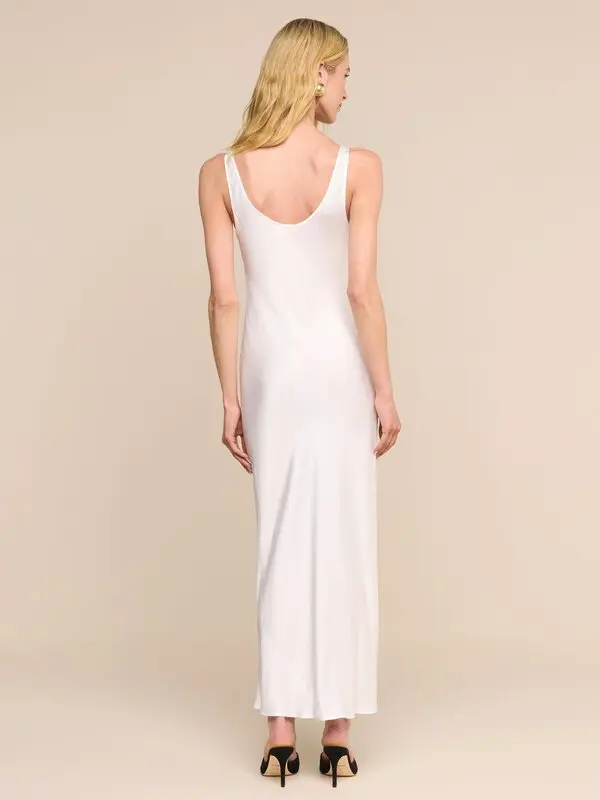 L'Agence Akiya Satin Maxi Dress - White